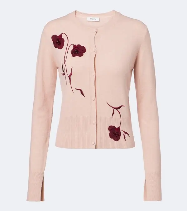 Erdem Floral Appliqué Cardigan - Pink