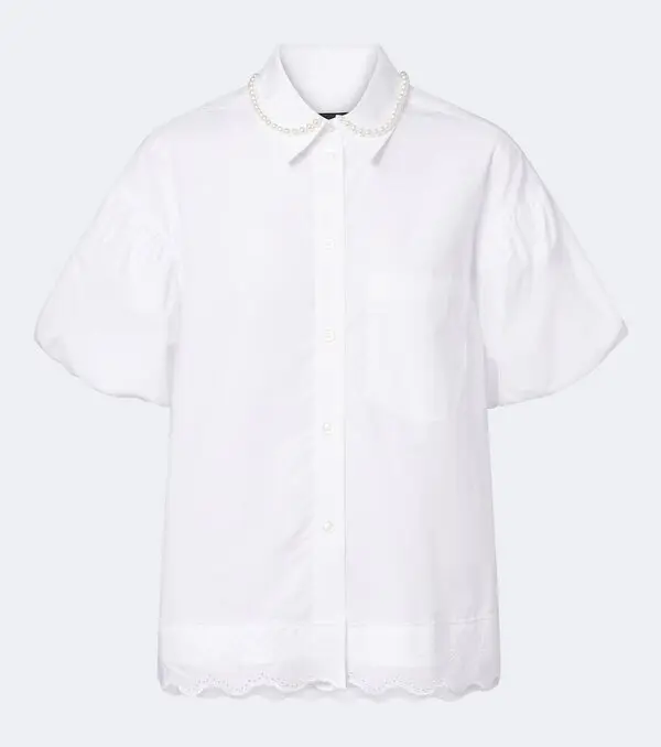 Simone Rocha Embellished Scalloped Cotton Shirt - White