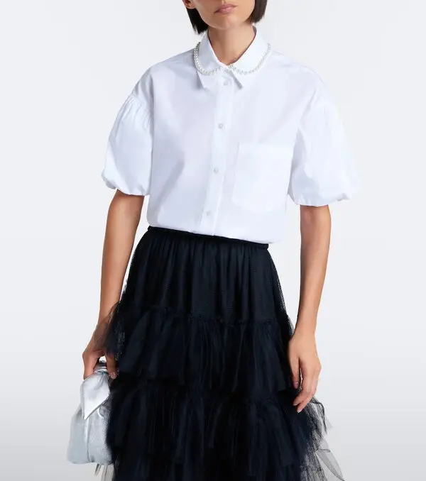Simone Rocha Embellished Scalloped Cotton Shirt