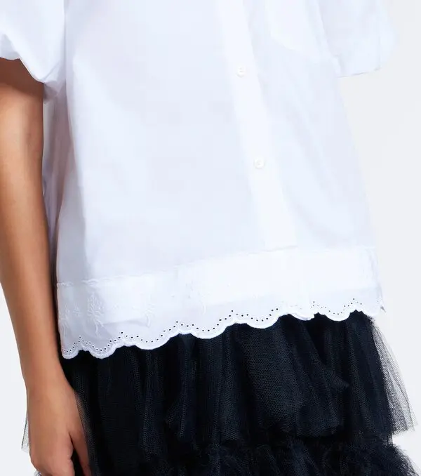 Simone Rocha Embellished Scalloped Cotton Shirt