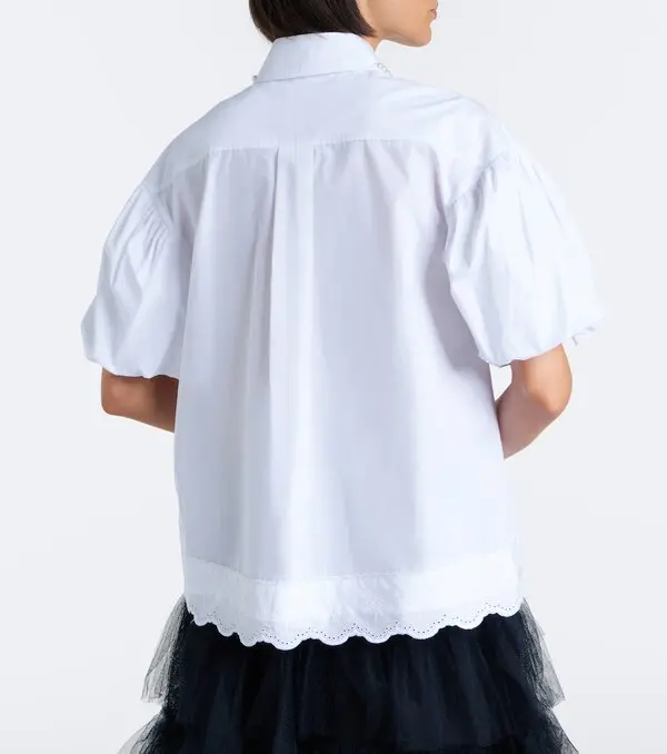 Simone Rocha Embellished Scalloped Cotton Shirt