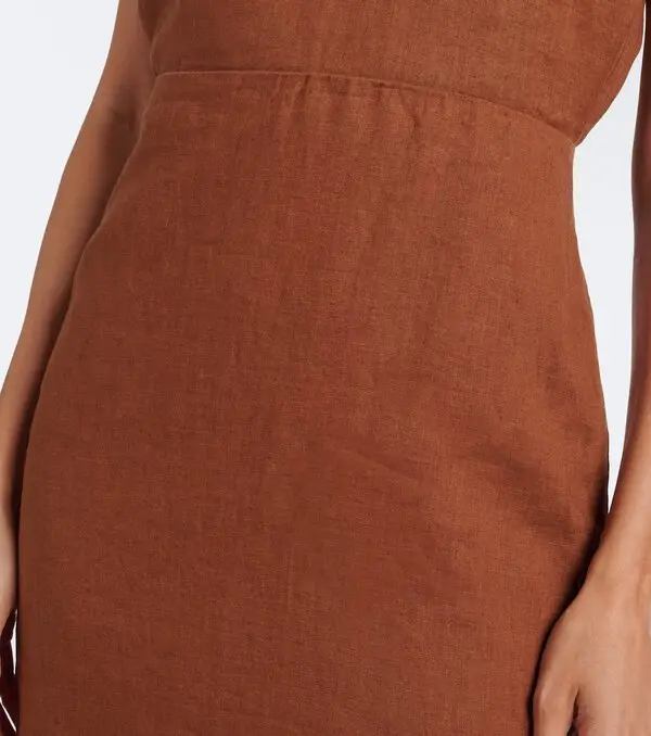 Veronica Beard Malou Embroidered Linen Midi Skirt - Brown