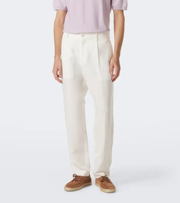 Canali Linen And Silk Suit Pants - White