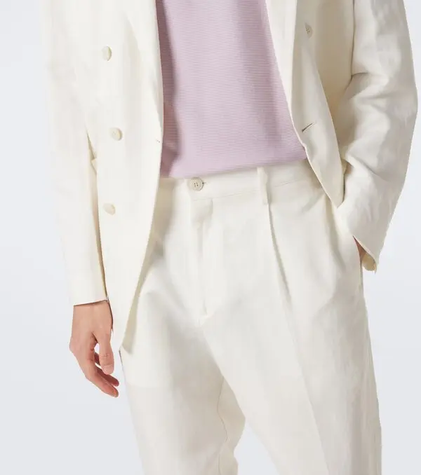Canali Linen And Silk Suit Pants - White