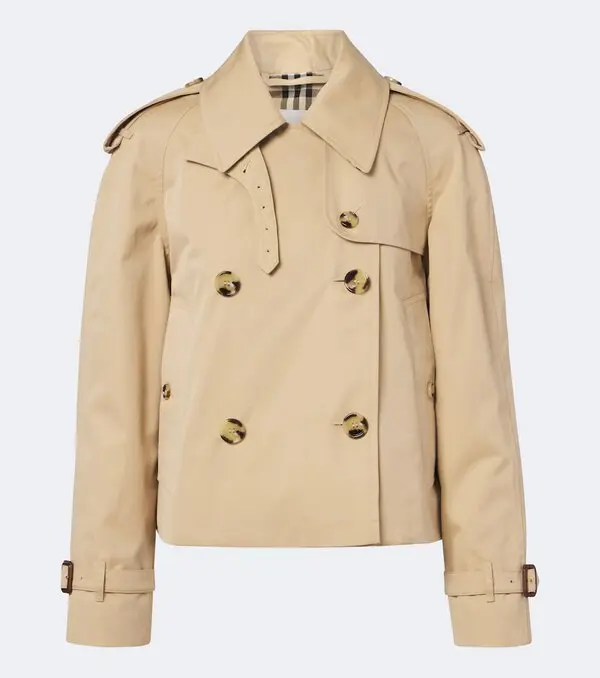 Burberry Double-breasted Cotton Gabardine Jacket - Beige