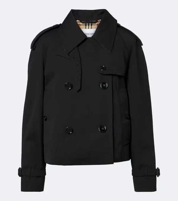 Burberry Double-breasted Cotton Gabardine Jacket - Black
