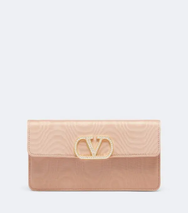 Valentino Garavani Vlogo Embellished Wallet On Chain - Pink
