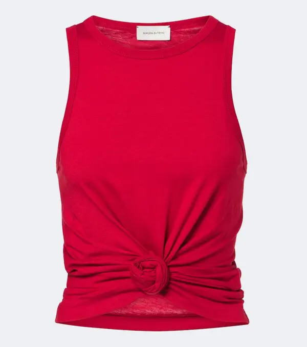 Magda Butrym Cropped Cotton-blend Top - Red