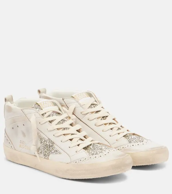 GOLDEN GOOSE Mid Star Embellished Suede High-top Sneakers - Beige
