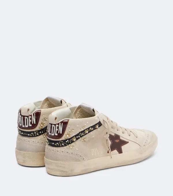 GOLDEN GOOSE Mid Star Embellished Suede High-top Sneakers - White