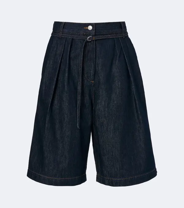 Dries Van Noten Belted Denim Shorts - Blue
