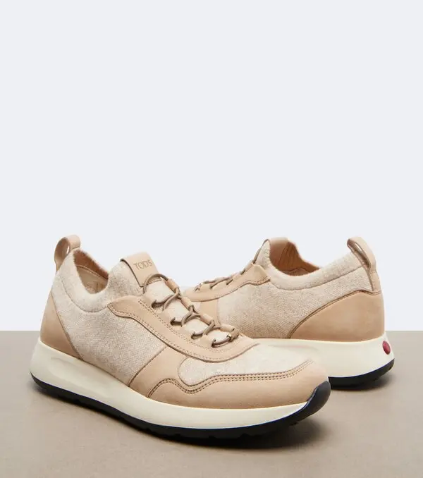TOD'S Leather-trimmed Fabric Sneakers