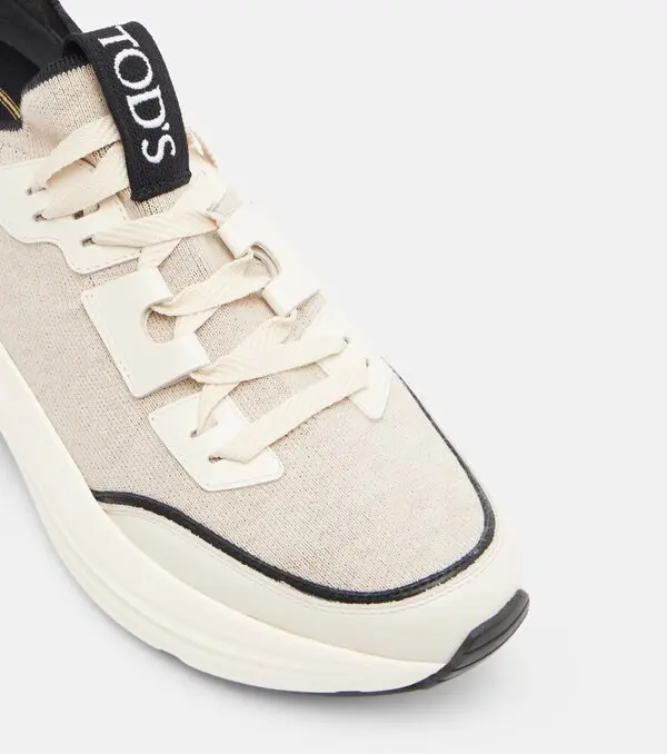 TOD'S Leather And Suede Trimmed Sneakers