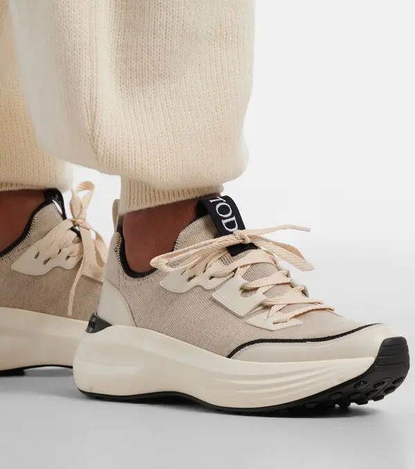 TOD'S Leather And Suede Trimmed Sneakers