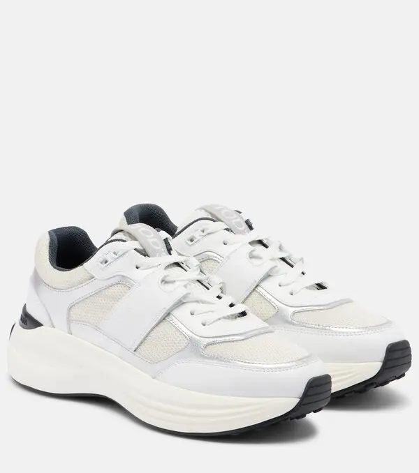 TOD'S Leather And Suede Trimmed Sneakers - White