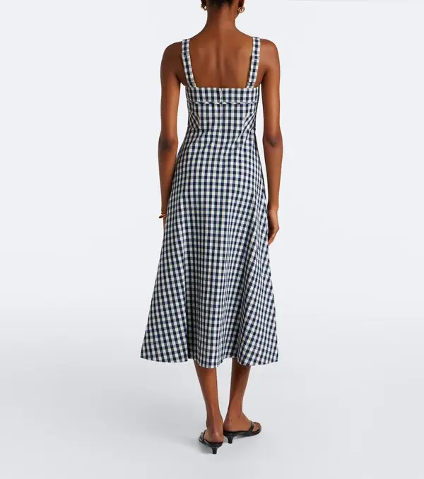 Veronica Beard Aila Gingham Cotton Midi Dress - Blue