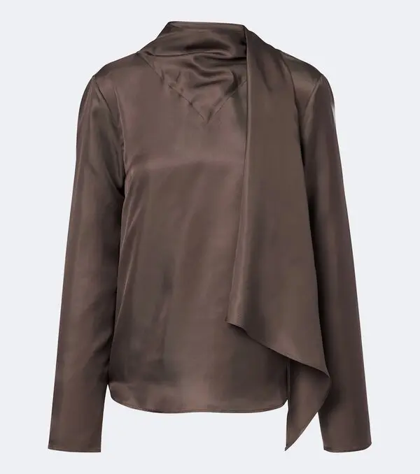 Loulou De Saison Gala Scarf Detail Silk Blouse - Brown