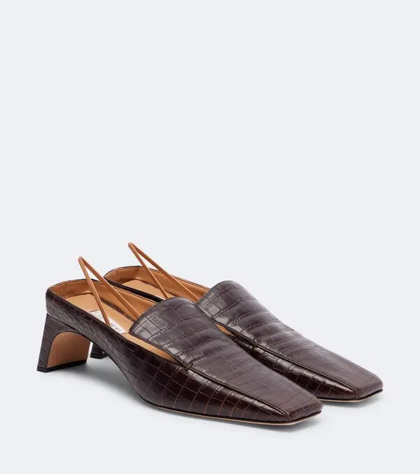 Calvin Klein Croc-effect Leather Slingback Pumps - Brown