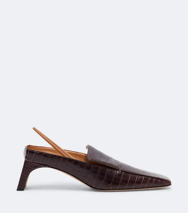 Calvin Klein Croc-effect Leather Slingback Pumps