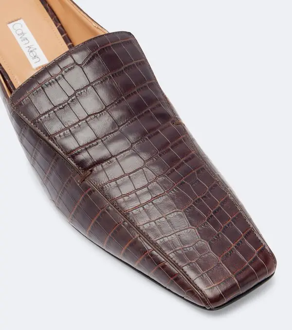 Calvin Klein Croc-effect Leather Slingback Pumps