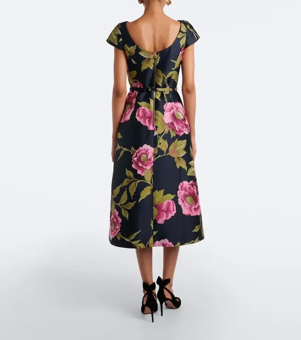 Carolina Herrera Floral Jacquard Midi Dress