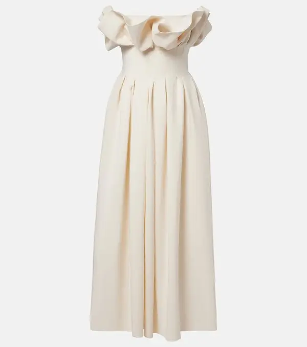 Khaite Claude Draped Bustier Dress - White