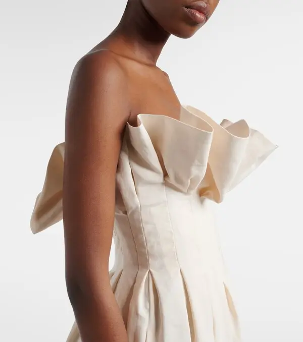 Khaite Claude Draped Bustier Dress - White