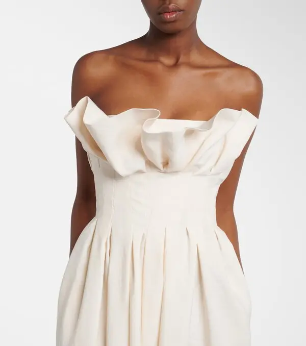 Khaite Claude Draped Bustier Dress - White