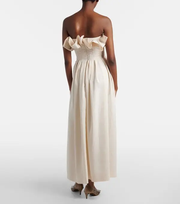 Khaite Claude Draped Bustier Dress - White