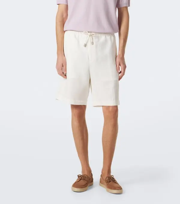Canali Linen And Silk Blend Shorts
