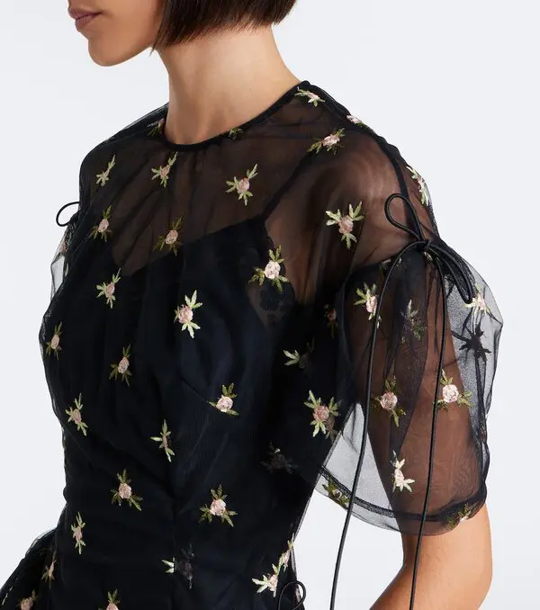 Simone Rocha Embroidered Tulle Midi Dress