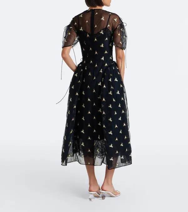 Simone Rocha Embroidered Tulle Midi Dress