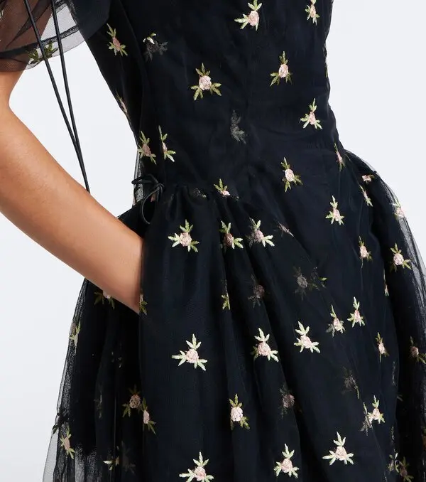 Simone Rocha Embroidered Tulle Midi Dress
