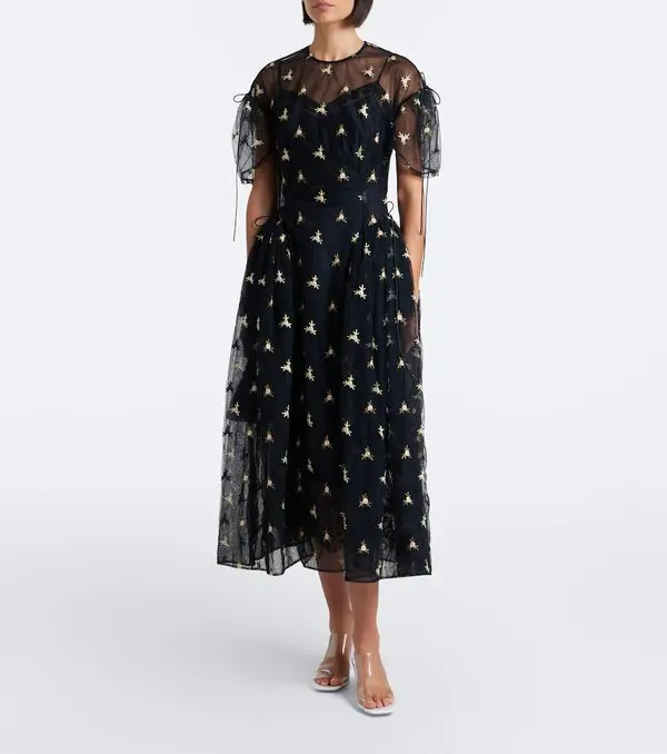 Simone Rocha Embroidered Tulle Midi Dress
