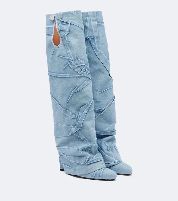 Attico Leon Knee-high Denim Boots