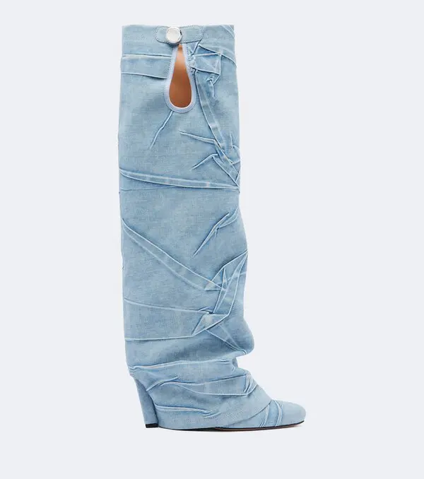 Attico Leon Knee-high Denim Boots