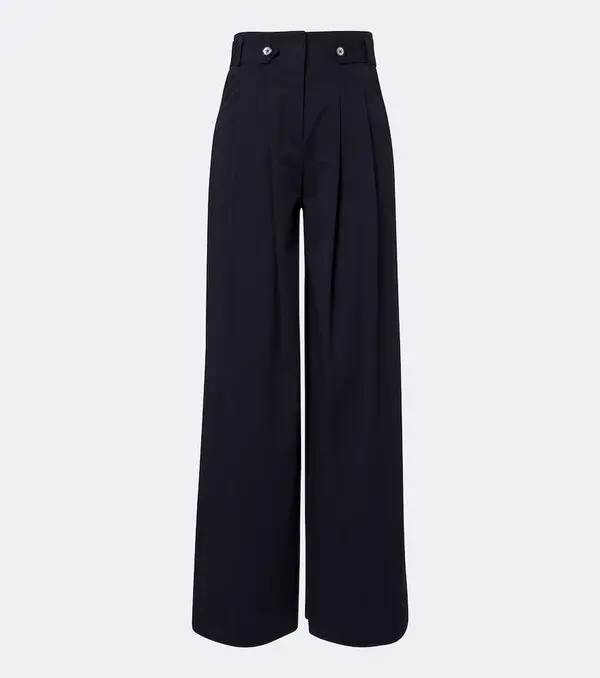 Veronica Beard Allman Pleated Cotton-blend Wide-leg Pants