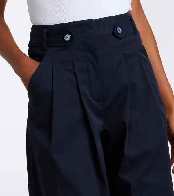 Veronica Beard Allman Pleated Cotton-blend Wide-leg Pants