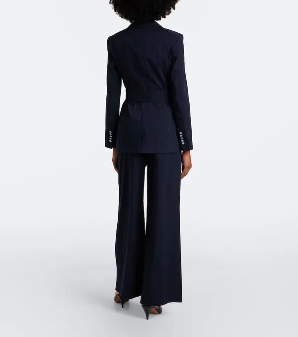 Veronica Beard Allman Pleated Cotton-blend Wide-leg Pants