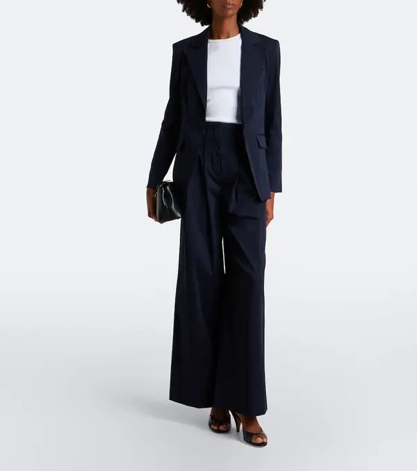 Veronica Beard Allman Pleated Cotton-blend Wide-leg Pants
