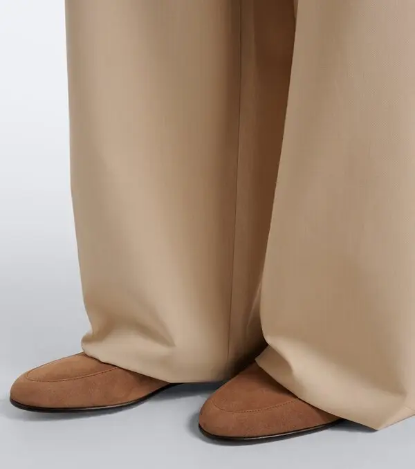 TOD'S Suede Almond Toe Loafers Coca Mocha