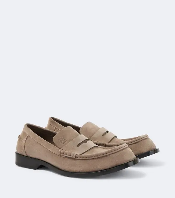 Loewe Suede Penny Loafers