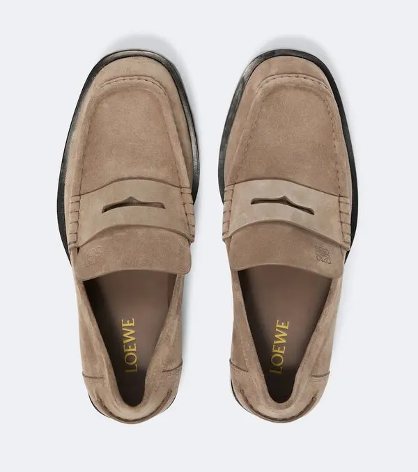 Loewe Suede Penny Loafers