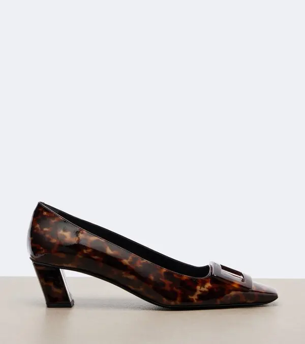 ROGER VIVIER Belle Vivier Printed Patent Leather Pumps - Brown