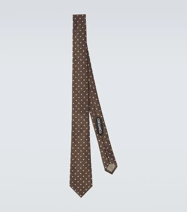 TOM FORD Polka-dot Silk Neck Tie - Brown