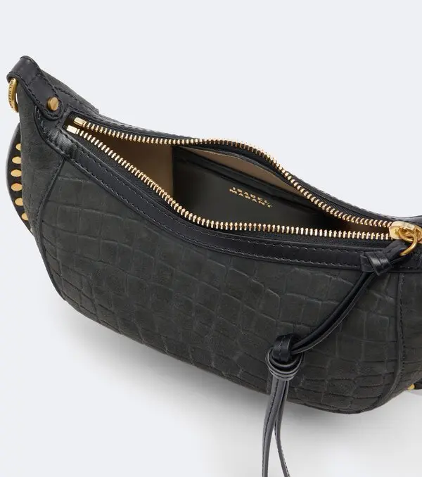 Isabel Marant Étoile Oskan Small Croc-effect Shoulder Bag - Grey