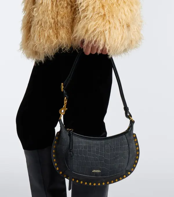 Isabel Marant Étoile Oskan Small Croc-effect Shoulder Bag - Grey