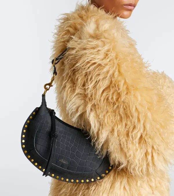 Isabel Marant Étoile Oskan Small Croc-effect Shoulder Bag - Grey