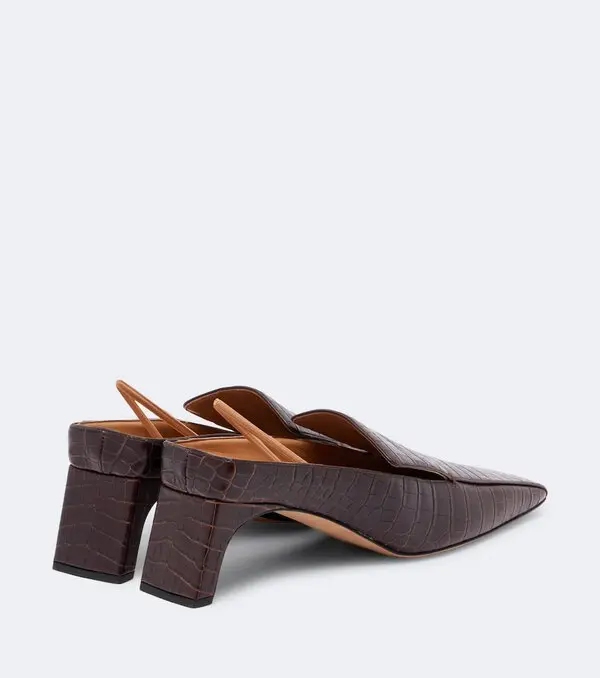 Calvin Klein Croc-effect Leather Slingback Pumps
