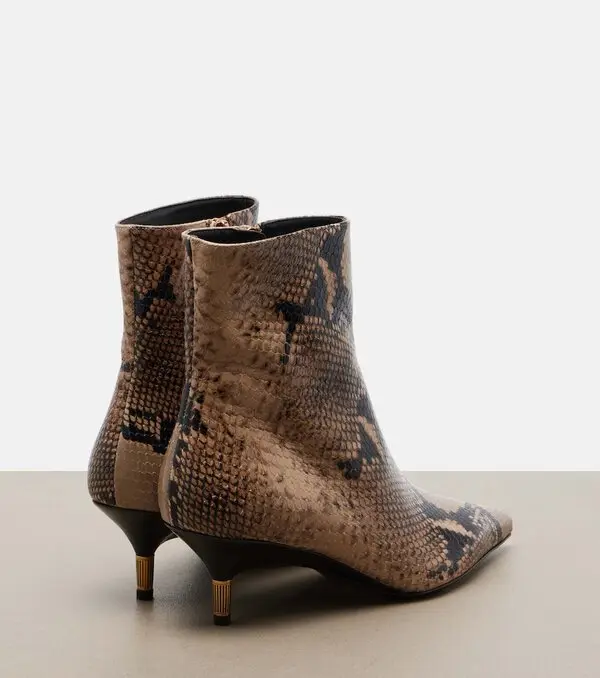 Khaite Bella Snake-effect Leather Ankle Boots